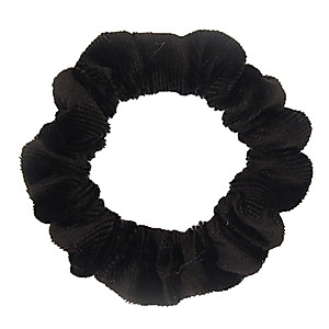 Pack of 10 Small Velvet Scrunchies for Women Hair Accessories, Mini Thin Elastic Hair Ties (Black)