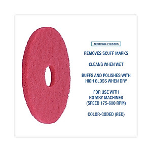 Boardwalk BWK4016RED 16 in. Buffing Floor Pads - Red (5/Carton)