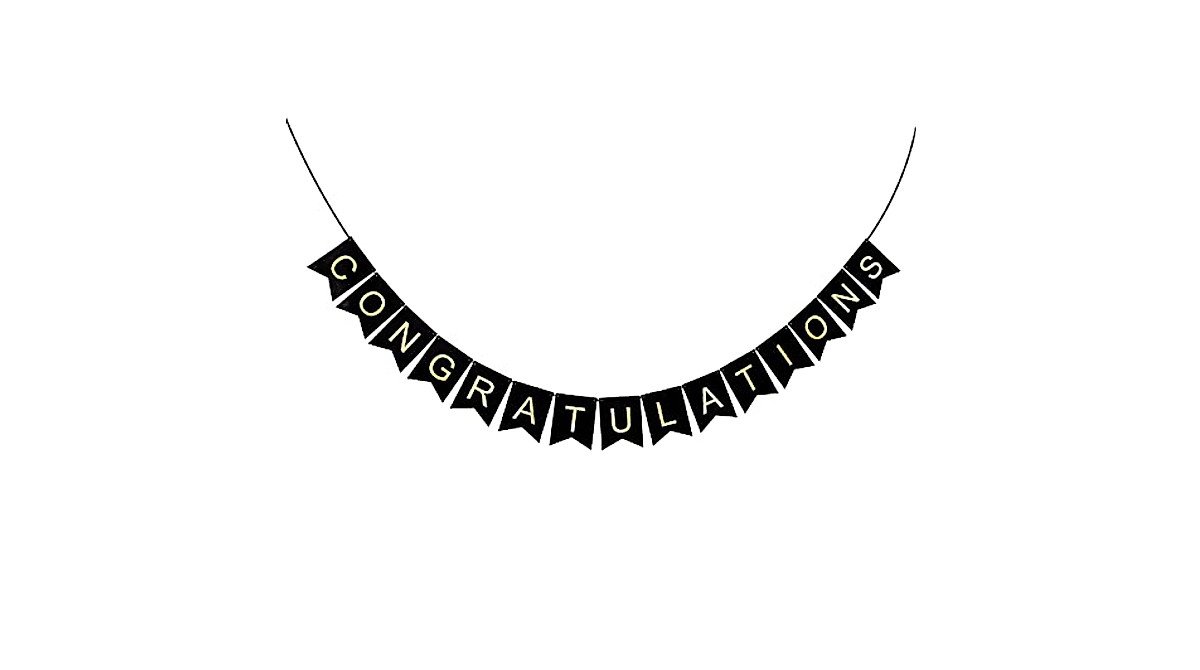 AHAYA Congratulations Banner for Graduations & Events - Gold & Black