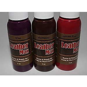Furniture Leather Max Complete Leather Refinish and Repair Kit/Now with 3 Color Shades to Blend with/Leather & Vinyl Restorer (Wine Blend)