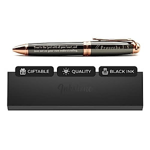 Inkstone Proverbs 3:5 Engraved Gift Pen with Presentation Gift Box Inspirational Christian Scripture Bible Prayer Gift