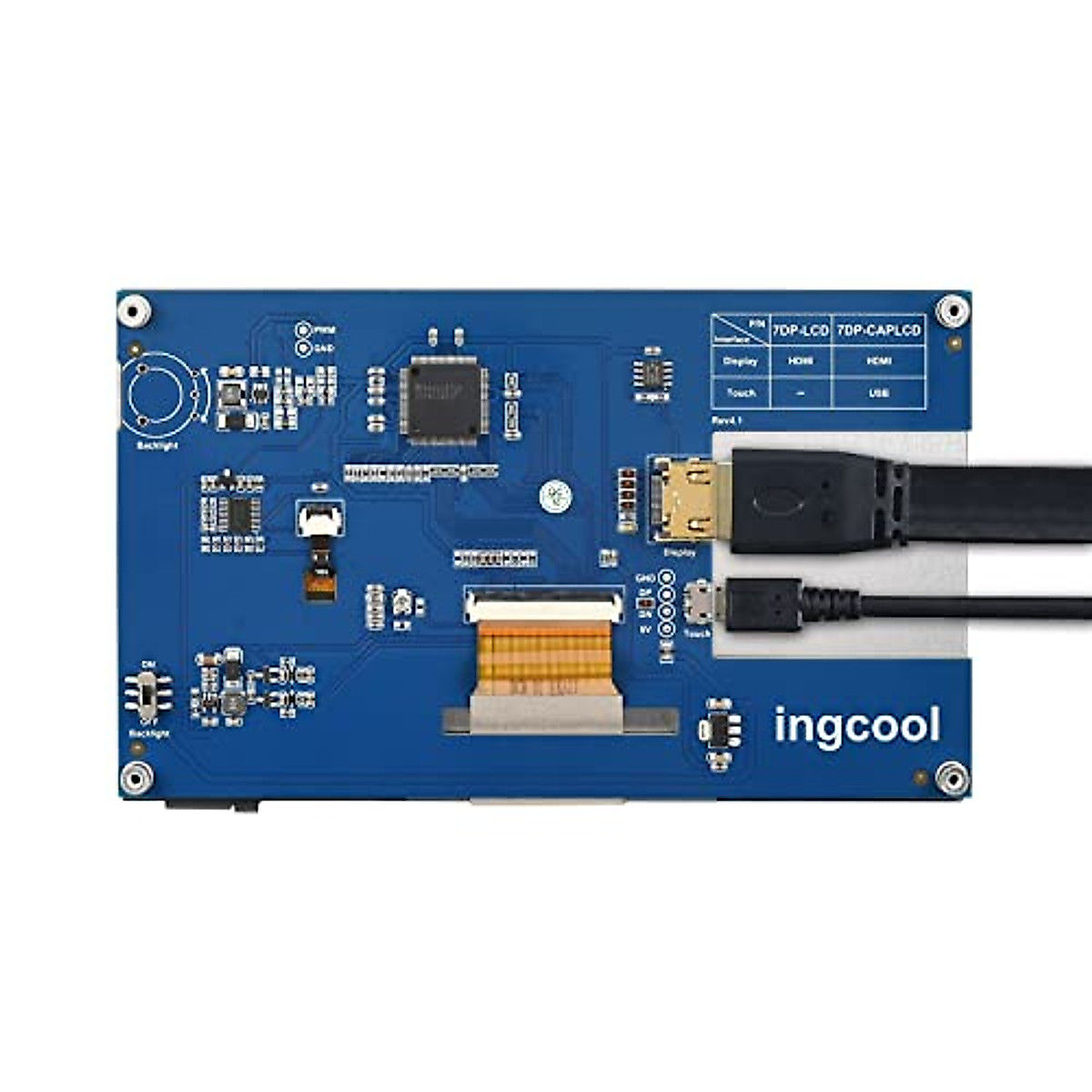 Ingcool 7 Inch Capacitive Touchscreen Monitor IPS Display 1024x600 7" HDMI LCD Module for Raspberry Pi 4B/ 3B+/A+/B/ 2B/ B+/A+/ Zero W, Support Windows 10/8.1/8 / 7