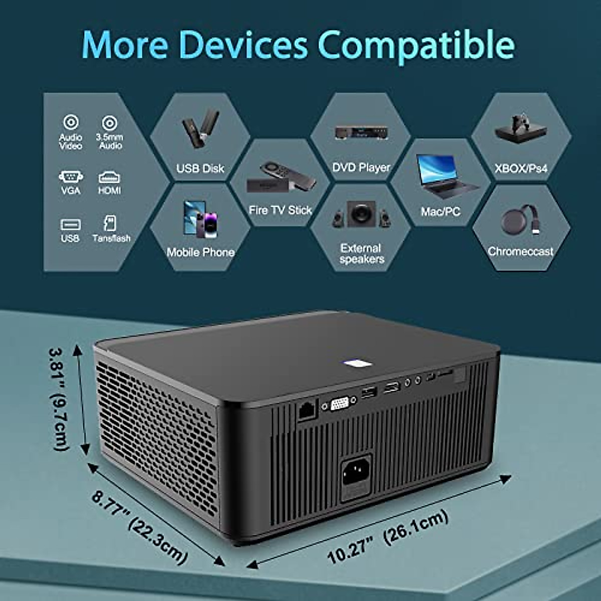 [2023 Updated] Projector with 5G WiFi and Bluetooth, GINCSRI 16000L Native 1080P Full HD Outdoor Portable Movie Projector 4k Support, 4D Keystone Infinite Zoom, Compatible with TV Stick/Phone/PC/PS5