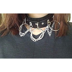 Xjoyous Circle Choker Necklace PU Leather Goth Choker Collar with Black Studded Punk Rock Rivet Collar Adjustable Size