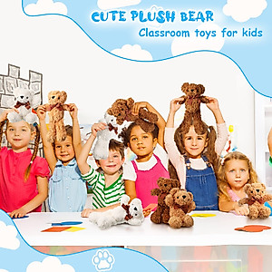 HyDren Stuffed Bear Toy, 9 Pcs Mini Bear Plush, 8 Inch Keychain Soft Animals, Cute Party Favors for Birthday Wedding Decorations (Beige, Light Brown, Brown)