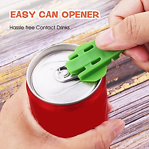 Abeillo 6 Pieces Manual Easy Can Opener, Soda Beer Can Opener Beverage Can Top Ring Opener Tool, Leakproof Soda Can Cover Can Openers for Pop, Coke, Beer, Soda, Aluminum Beverage