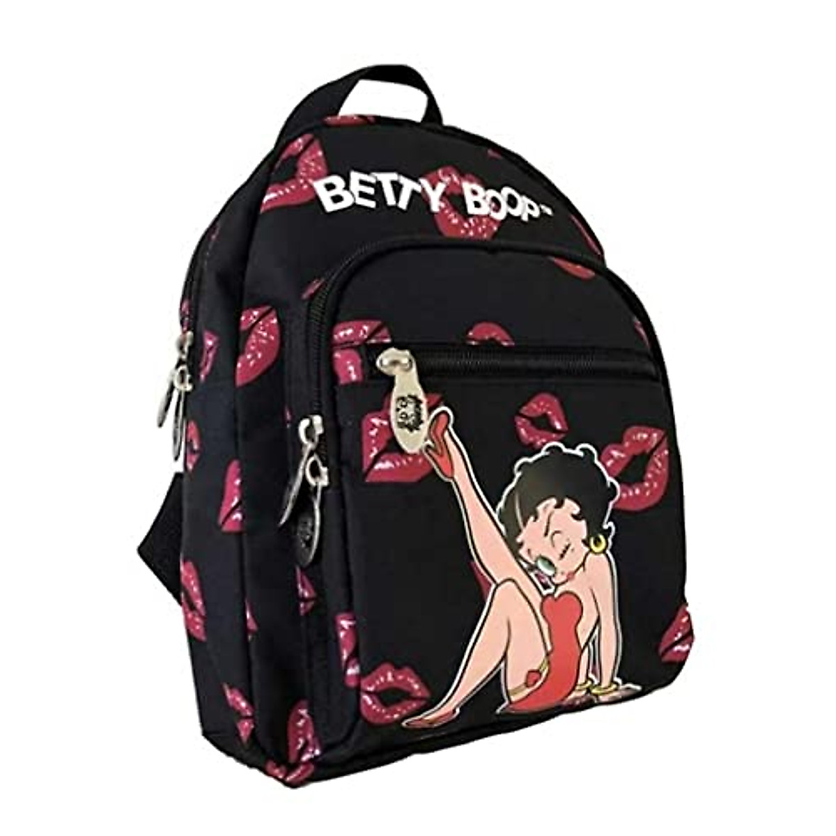 LuxeBag Betty Boop Canvas Mini Backpack (Black)