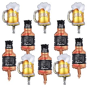 PANRRPERS10 Pcs Whisky Bottle Foil Balloons and Beer Mug Cheers Foil Balloons 16 Inch for Birthday Party Party Decoration Party Beer Festival Supplies