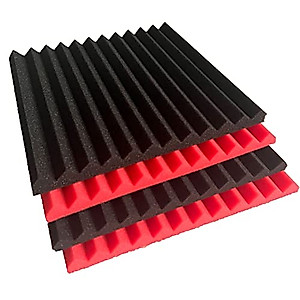 48 Pack Black/red 12 "X 12 "X1" Acoustic Panels Studio Soundproofing Foam