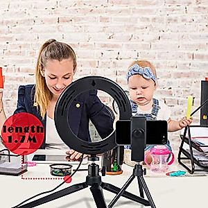 LED Ring Light 6" with Tripod Stand for YouTube Video and Makeup, Mini LED Camera Light with Cell Phone Holder Desktop LED Lamp with 3 Light Modes & 11 Brightness Level (6")