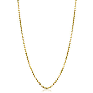 Kooljewelry 14k Yellow Gold 1 mm Diamond-cut Bead Ball Chain Necklace (20 inch)