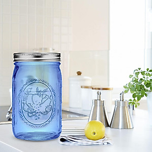 eleganttime Blue Wide Mouth Mason Jars 32 oz,6 Pack Colored Quart Glass Canning Jars with Airtight Lids for Canning,Pickling,Storage,DIY Crafts & Décor