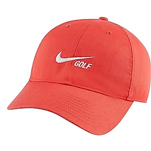 Nike Men's Heritage86 Washed Adjustable Golf Hat (One Size, Track Red/White)