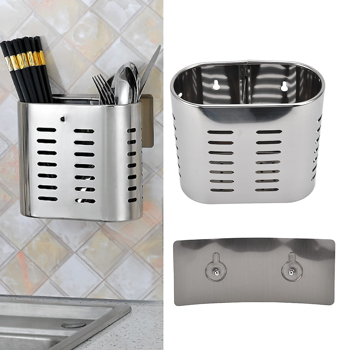 Fdit Household Wall Mount Utensil Drying Racks,Cooking Utensil Holder Flatware Hanging Organizer Drying Racks with Hollow Design for Spoons Knives Forks Chopsticks