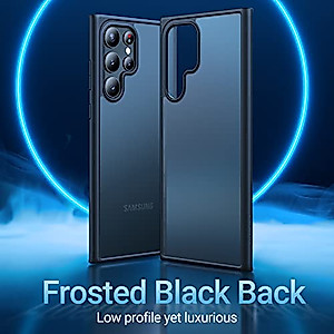 TORRAS Shockproof Designed for Samsung Galaxy S22 Ultra Case, Military Grade Drop Tested Semi-Clear S22 Ultra Case Hard Black Back Soft Edge Slim Thin Protective Galaxy S22 Ultra Case, Black