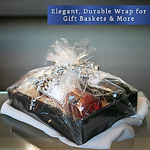 110 ft Clear Cellophane Wrap Roll (31.5 in x 110 ft) - Cellophane Wrap - Cellophane Roll - Clear Wrap Cellophane Bags - Clear Wrapping Paper to Wrap Gift Baskets - Gift Basket Wrap - Clear Gift Wrap for Baskets - Cello Wrap