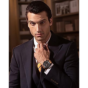 BY BENYAR Mens Watches Analog Quartz Chronograph Waterproof Luminous Watch for Men Business Work Sport Casual Fashion Brown Leather Band Dress Men's Wrist Watches Elegant Gifts for Men Father's Day