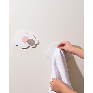 TopKai Cloud-Shaped Wall Hook Set - Cute Wooden Decorative Wall Hooks for Hanging Bags, Clothing, Towels, Hats - Modern Wall Hangers for Nursery, Bathroom, Entryway, Boys & Girls Bedroom - Pack of 4