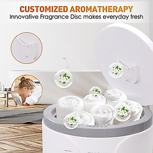 CHIOKY Towels Warmer for Bathroom, Hot Tub Large Towel Warmer Bucket with Timer and Fragrance Disc, Fits Up to Two 40"X70" Oversized Towels, Blanket, Clothes and Robe for Single or Double, White