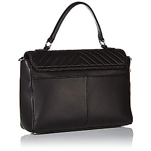 Karl Lagerfeld Paris womens Charlotte Top Handle Satchel Bag, Black/Silver, One Size US