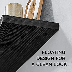 AMADA HOMEFURNISHING Floating Shelves Wall Mounted, 24 x 7 Inch Wall Shelves for Bathroom, Bedroom, Living Room, Black Shelves Set of 2 - AMFS05