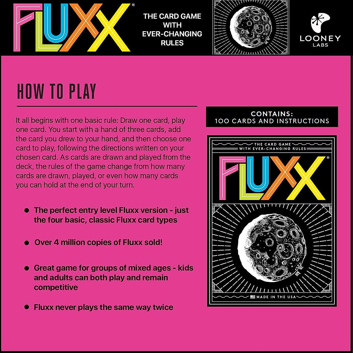 Looney Labs Fluxx 5.0 Card Game Fun, Fast-Paced, Ever-Changing Rules, Perfect for Family Game Night and Parties