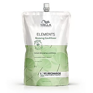 Wella Professionals Elements Gentle Renewing Conditioner| Gentle, Silicone-Free| Instant Detangling Conditioner| 1 Liter Pouch | 33.8 Fl Oz