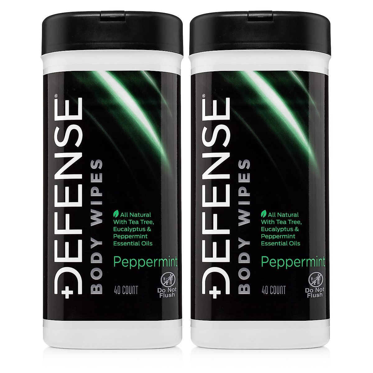Defense Soap All Natural Peppermint Body Wipes 2PK with Tea Tree Oil | Wrestling, Combat, Camping, Gym, Post Workout Shower Wipes for Men and Women. 40 Count (Pack of 2)