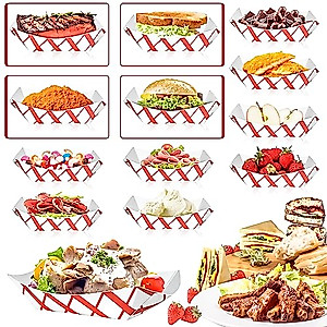 MotBach 100 Pack 2lb Checkered Paper Food Boats Disposable Paper Boats, Kraft Paper Food Trays Paper Food Serving Boat Tray Basket for Snacks Hot Dogs Sandwich Burgers Popcorn Chips Tacos Fries Nacho