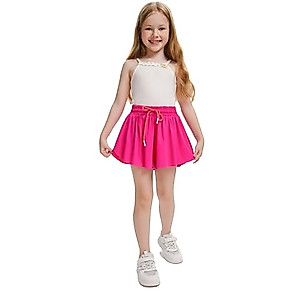 3 Pack Girls Flowy Shorts with Pockets 2 in 1 Youth Teen Kids Athletic Skirts Running Sports Dance Skort Size 6 Set 01