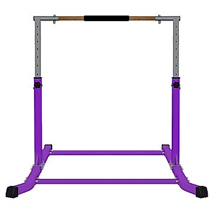 Pro-Gymnastics Gymnastics Kip Bar Horizontal Bar Professional Junior Gymnastic Training High Bar Asymmetric Bar 13 Level Height Adjustable Expandable 3 to 5 FT Cushioned Bar & Curved Legs (Purple)