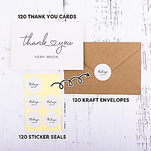 120 Thank You Cards with Envelopes to Express Gratitude – Wedding Thank You Cards with Envelopes & Stickers - For Any Occasion - Bridal Shower Thank You Cards, Engagement, Graduation & More, 4" x 6"