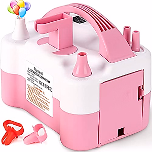 Balloon Pump Flyneei Balloon Pump Electric Balloon Inflator Electric Balloon Pump & Balloon Tying Tool in One Portable Dual Nozzle Balloon Air Pump Balloon Blower for Party Decoration