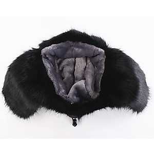 Connectyle Unisex Faux Fur Lined Trooper Trapper Hats with Ear Flaps, 55 60cm, Black