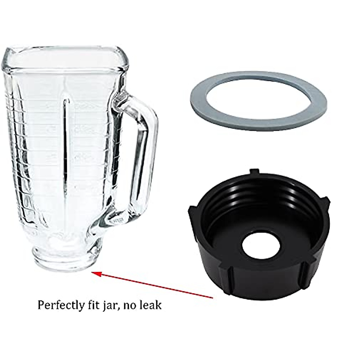 Replacement Parts Compatible with Oster Osterizer Blender Blade with Rubber Seal Gasket & 4902 Jar Bottom - 6 Point Fusion Blade 4980