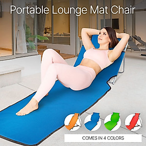 Portable Beach Mat Lounge Folding Chair – Folds Flat for Travel Adjustable Reclining Back – Outdoor Lightweight for Kids and Adults (Orange)