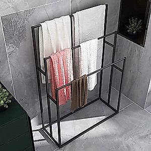 Large Size Standing Towel Racks for Bathroom, Freestanding 3 Tiers Modern Blanket Rack for Living Room, Metal Towel Ladder