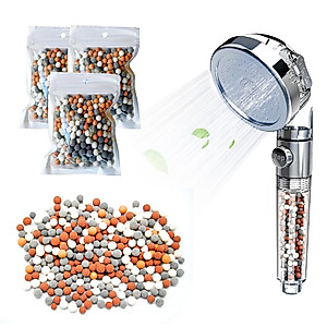BLMHTWO 3 Packs Replacement Anion Mineral Shower Head Bead Four Color Shower Head Beads Shower Filter Water Stone Beads Filtration Mineral Beads Stones Balls Suitable for Filtered Shower Head