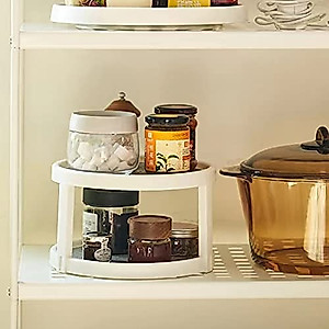 CheeseandU 2 Tier Lazy Susans Turntable - 10 Inch Pantry Cabinet Lazy Susan Storage Turntable Space Saving Rotating Spice Rack for Spices, Condiments, Baking, Bathroom
