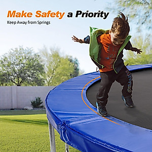 Exacme Trampoline Pad Replacement Round Safety Spring Cover, No Hole for Pole (Blue, 14 Foot)