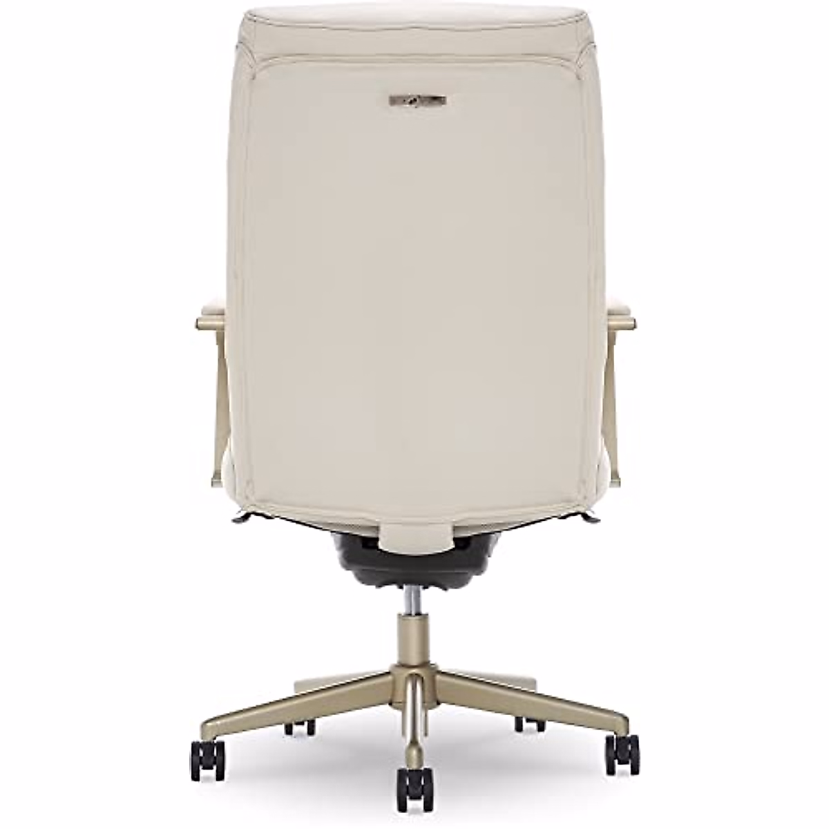 La-Z-Boy Melrose Executive Office, Adjustable High Back Ergonomic Computer Chair with Lumbar Support, Brass Finish, Ivory White Bonded Leather 30D x 25.25W x 40.25H Inch