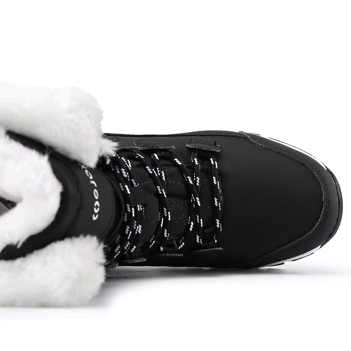 COOJOY Womens Winter Snow Boots Waterproof Shoes Tennis Walking Comfortable Hiking Booties Furry Mid Calf Warm Lightweight Black,US10 EU42