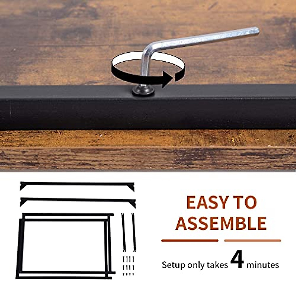 Computer Desk,39/47 inches Home Office Desk Writing Study Table Modern Simple Style PC Desk with Metal Frame (Brown, 39 inch)