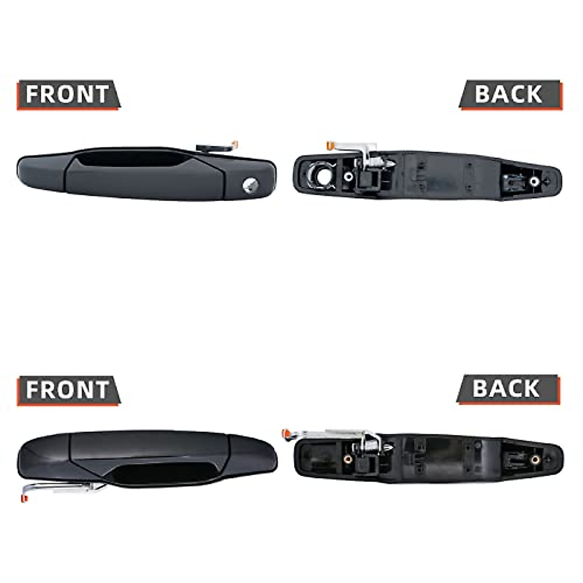 DEAL AUTO ELECTRIC PARTS 4pcs Left+Right Front+Rear Side Black Exterior Door Handles Compatible With 07-13 Avalanche/Silverado/Sierra New Body Crew Cab 07-14 Suburban/Tahoe/Yukon/XL/Escalade/ESV/EXT