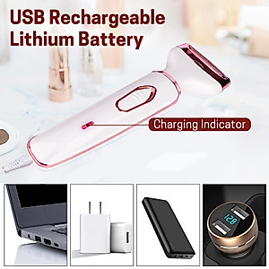 Vacto Electric Razor for Women, 4-in-1 Women’s Body Hair Removal, Pubic Shaver Bikini Trimmer for Eyebrow Face Body Underarm, Portable Ladies Shaver, Women’s Trimmer USB Rechargeable IPX7 Waterproof