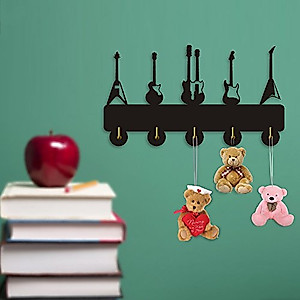 The Geeky Days Guitars Family Design Household Towl Hook Music Instrument Multi-Purpose Wall Coat Bags Clothes Hook Keys Holder Home Decor for Music Lover Gift