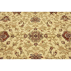 Unique Loom Voyage Collection Traditional Oriental Classic Intricate Design Area Rug, Round 6' 1" x 6' 1", Ivory/Tan