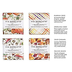 Via Mercato Natale Shea Butter Soap Boutique Luxury Gift Box (Set of 4, 50g Each) - Autunno