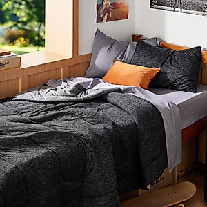 Bedsure Twin/Twin XL Comforter Set - Cooling and Warm Bed Set, Charcoal Black Reversible Bedding for All Season, 2 Pieces, 1 Twin/Twin XL Size Comforter (68"x88") and 1 Pillow Case (20"x26")