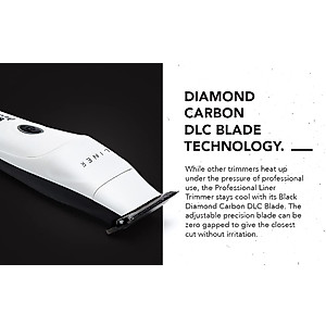 Gentlemen Republic Liner Professional Trimmer - 120 Minutes Runtime, Magnetic Linear Motor, Cordless Quiet Hair Trimmer for Barbers and Stylists with Black Diamond Carbon DLC Blade, White